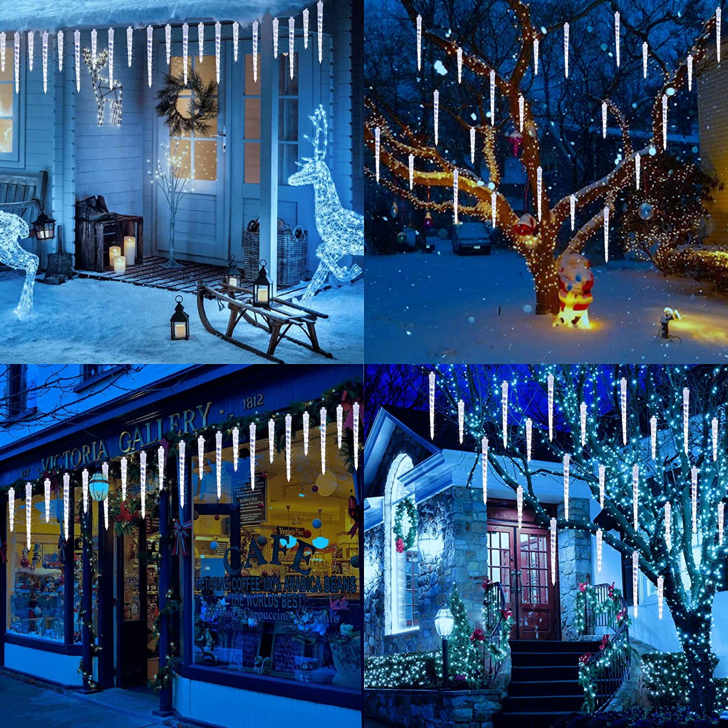 YUYAN-Icicle Christmas Lights Outdoor,13FT 20 Icicles 320 LED Meteor ...