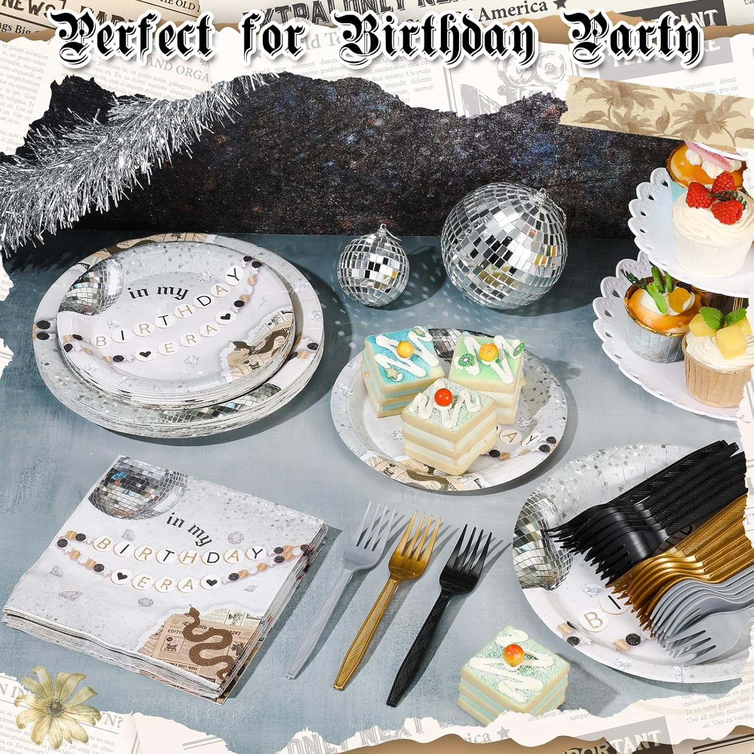 YUYAN-In My Birthday Era Party Tableware Set, 96 Pcs Disposable Paper ...
