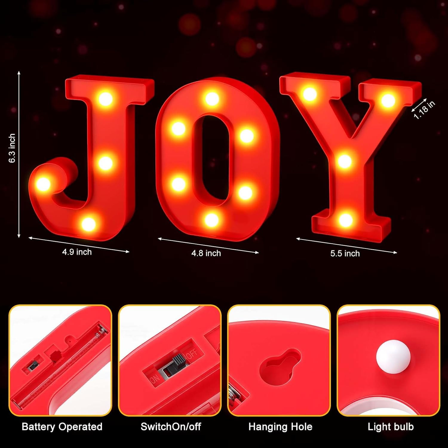 YUYAN-JOY Christmas Light Up Letter Table Decorations, LED Marquee ...