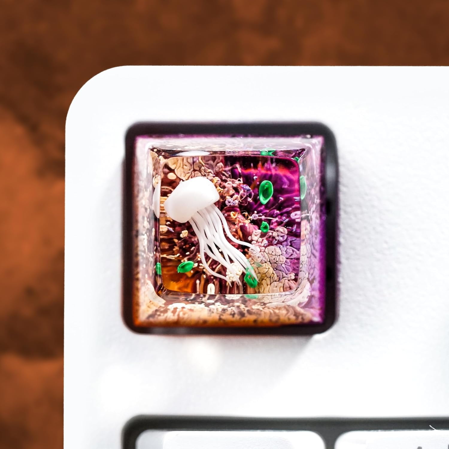 YUYAN-Jellyfish Artisan Keycap Purple Yellow Ocean R1 SA Profile Custom ...