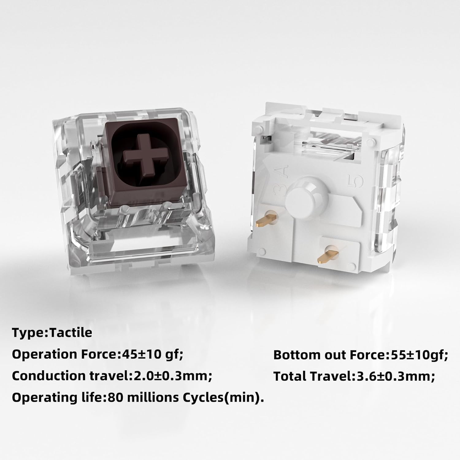YUYAN-Kailh Box Brown Switches for Mechanical Keyboard,3-Pin 45gf ...