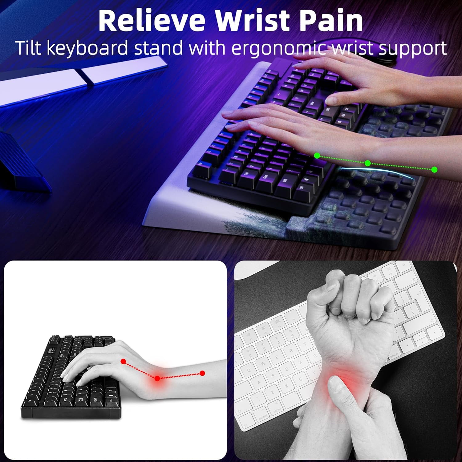 YUYAN-Keyboard Wrist Rest Pad, Comfy Ergonomic Keyboard Stand Holder ...