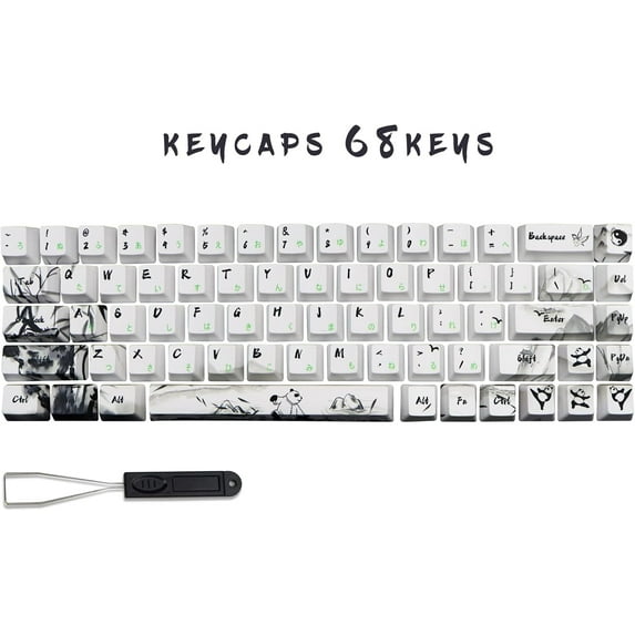 YUYAN-Keycaps 68 Set Ink Panda for 68 Keys Keyboard, Custom PBT OEM ...