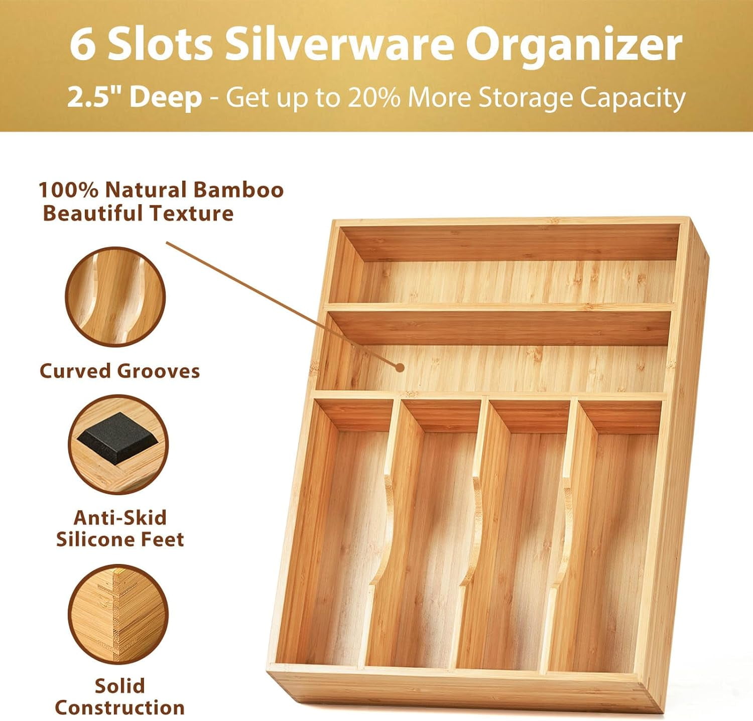 YUYAN-Kitchen Drawer Organizer, 12 Inch Silverware Utensil Tray Holder ...