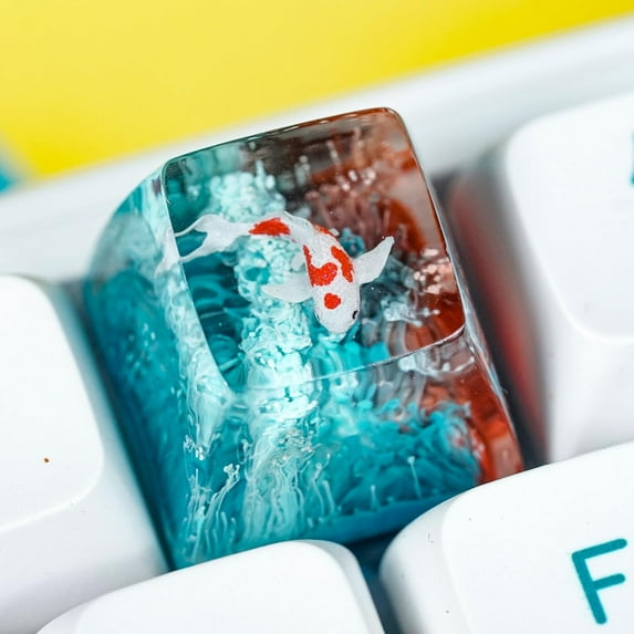 YUYAN-Kohaku Koi Artisan Keycap Blue and Red Coral Reef R1 SA Profile ...
