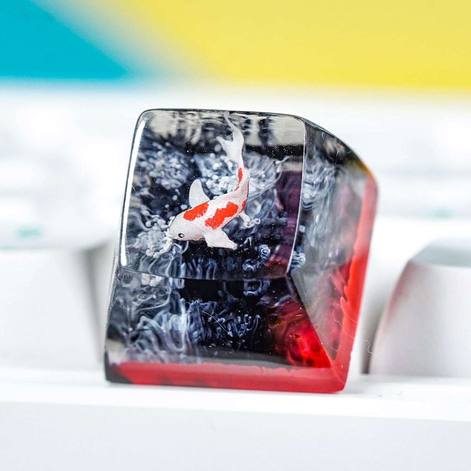YUYAN-Koi Fish Artisan Keycap Red Black Coral Reef R1 SA Profile Custom ...
