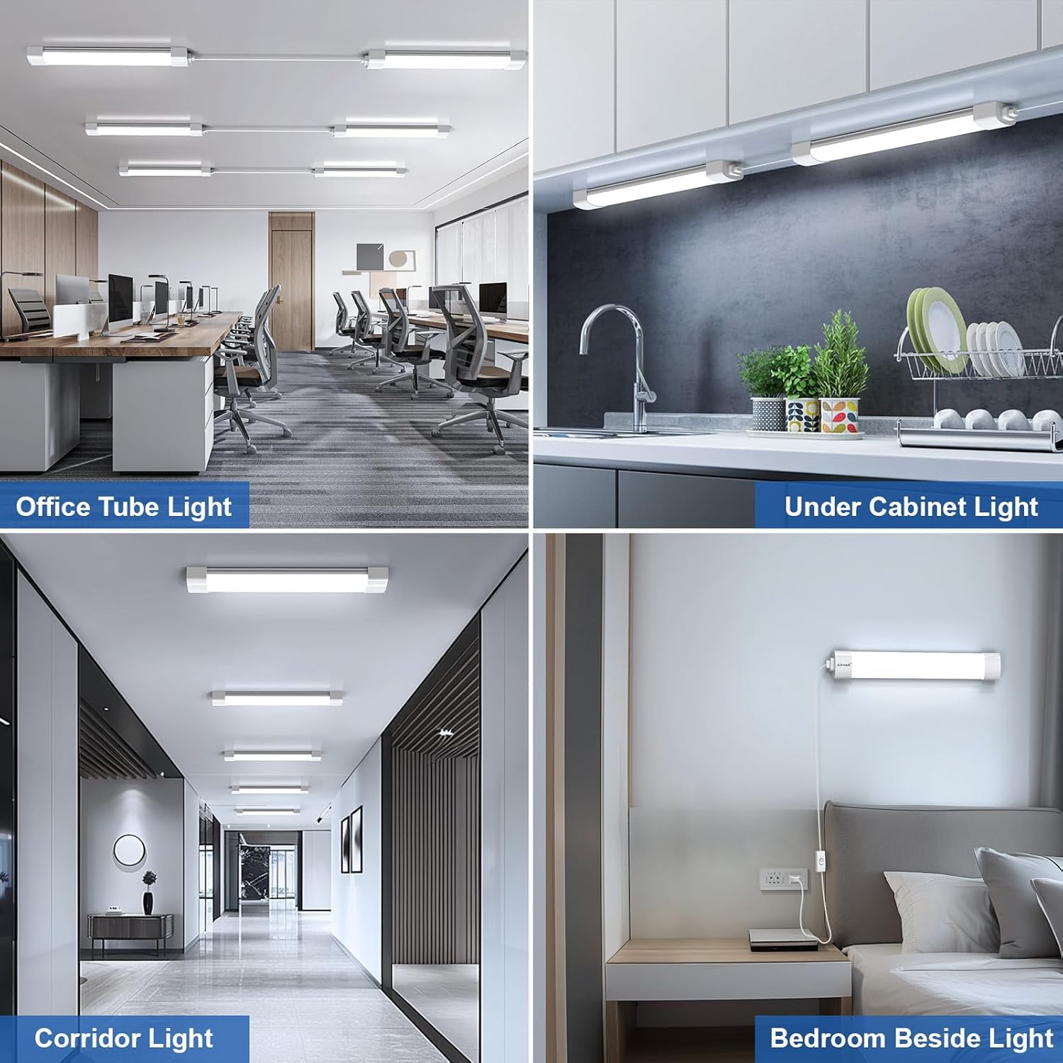 YUYAN-LED Ceiling Light with Plug, 5000k LED Tube Lights with Plug 16W ...