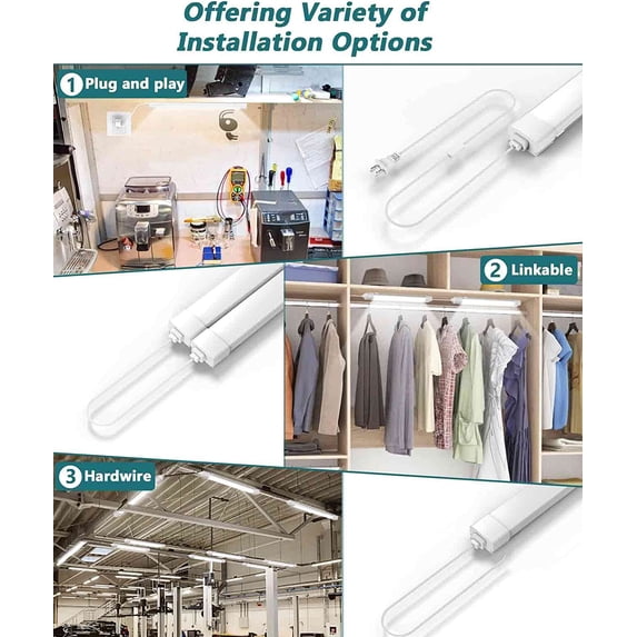 YUYAN-LED Tube Light Fixture with Plug, 2FT 2000LM 5000K Utility Shop ...