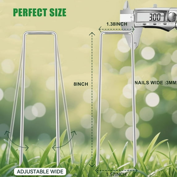 YUYAN-Landscape Staples Galvanized Garden Stakes,8 inch 100 Pack 11 ...