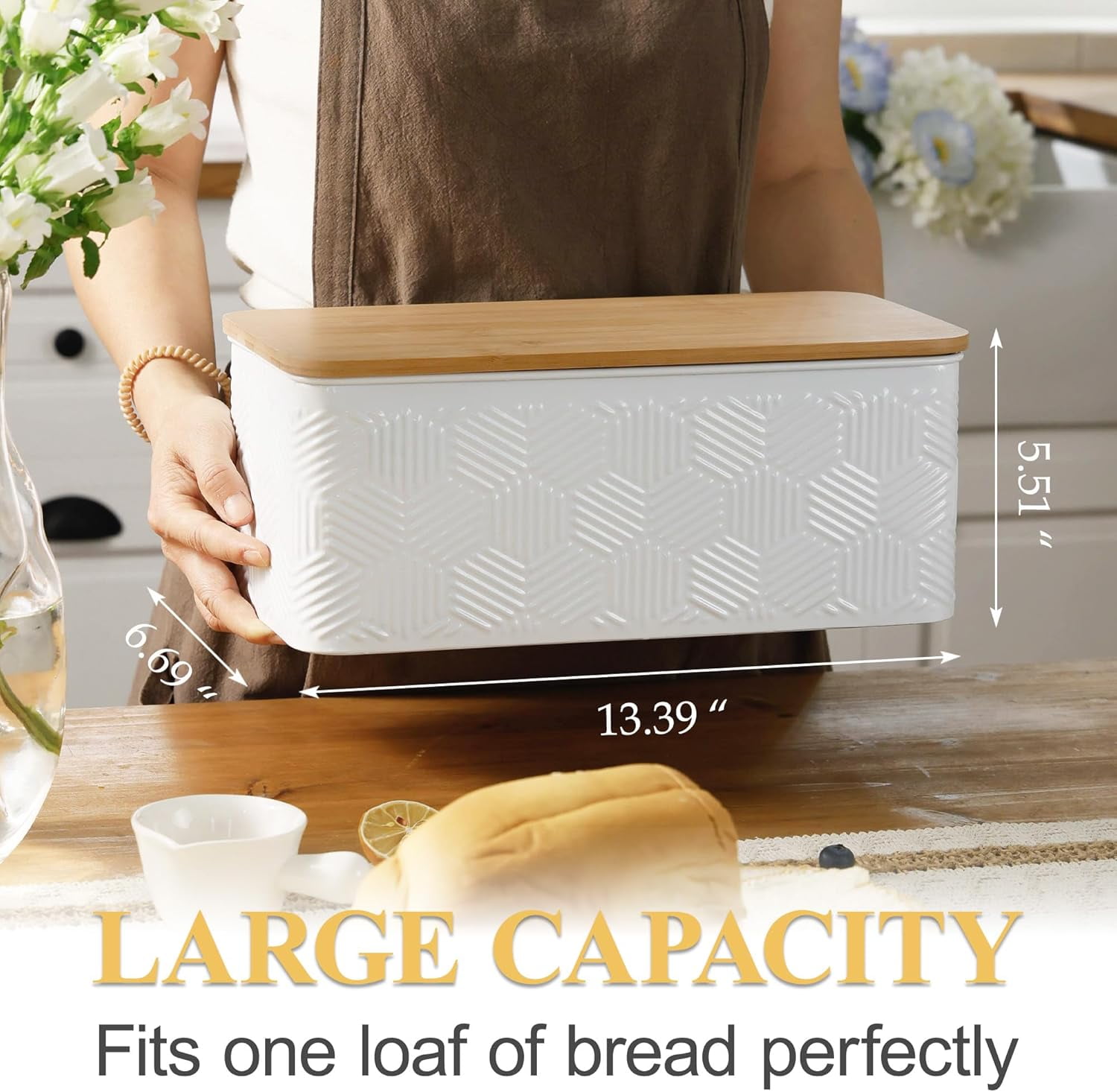 YUYAN-Large Bread Box for Kitchen Countertop Corner Breadbox for ...