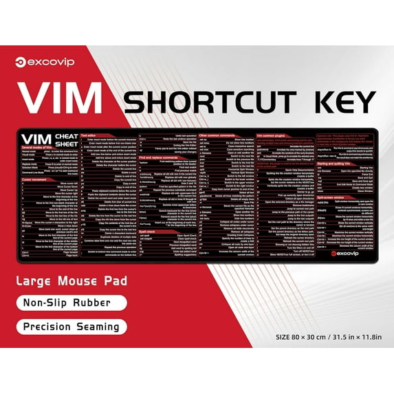 YUYAN-Large Mouse Pad XL - Unique Desk Mouse Mat with Built-in Vim Cheat Sheet - Easy to Clean ...