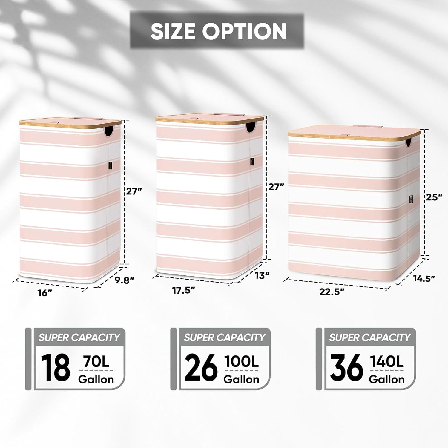 YUYAN-Laundry Hamper with Lid, Tall Laundry Baskets with Bamboo Pull ...