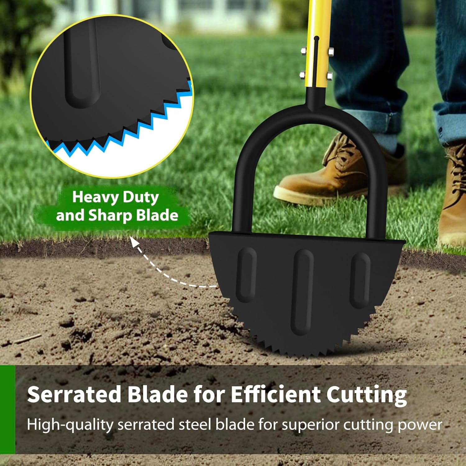 YUYAN-Lawn Edger Tool, Half Moon Tooth Edger with T-Grip Handle, 40 ...