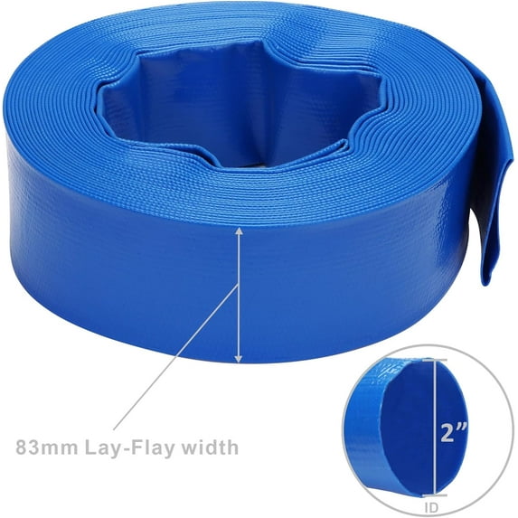 YUYAN-Lay-Flat Pool Backwash Hose - 2" x 50Ft Reinforced Heavy Duty PVC ...