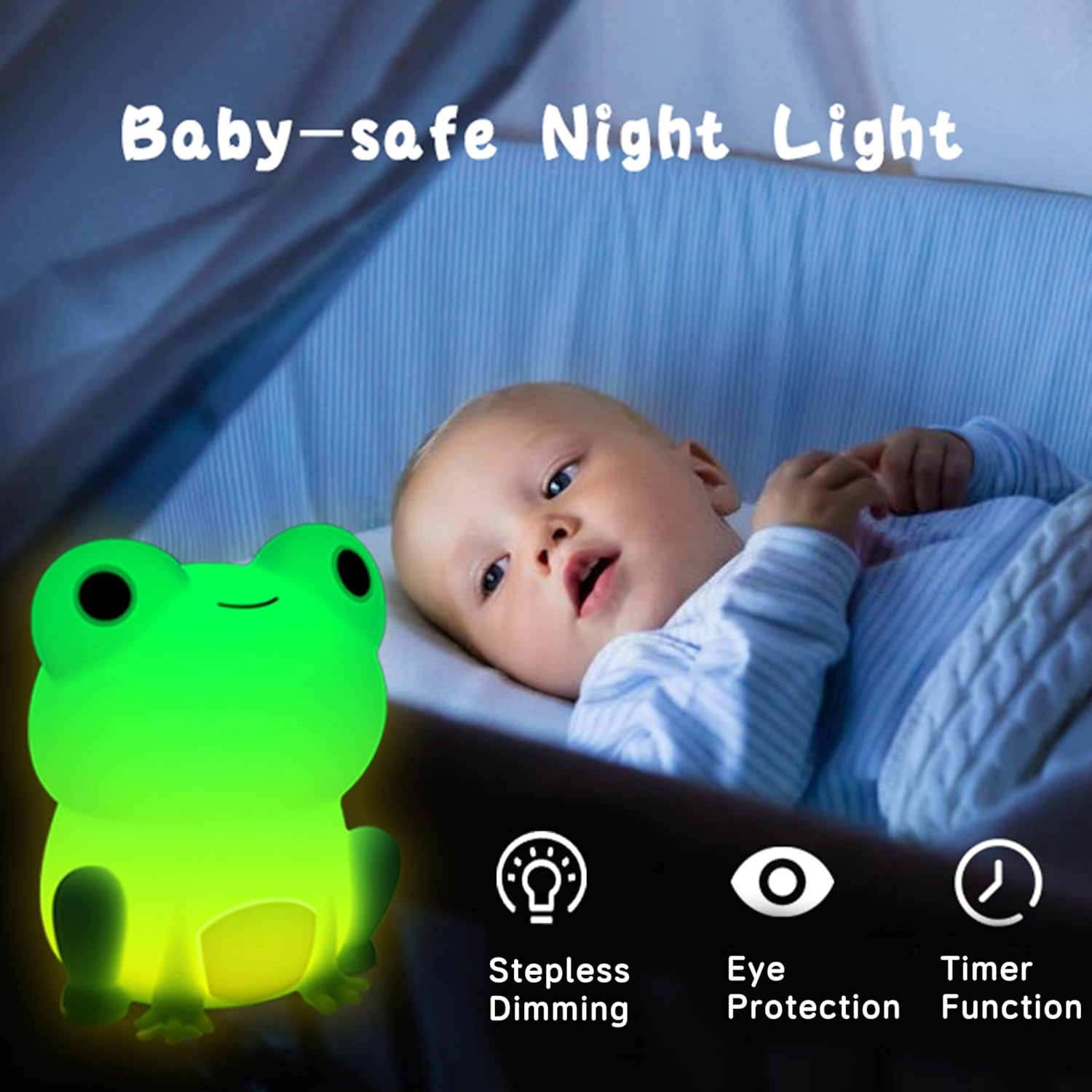 YUYAN-Led Cute Frog Night Light, Dimmable Timer Nursery Kawaii Lamps ...