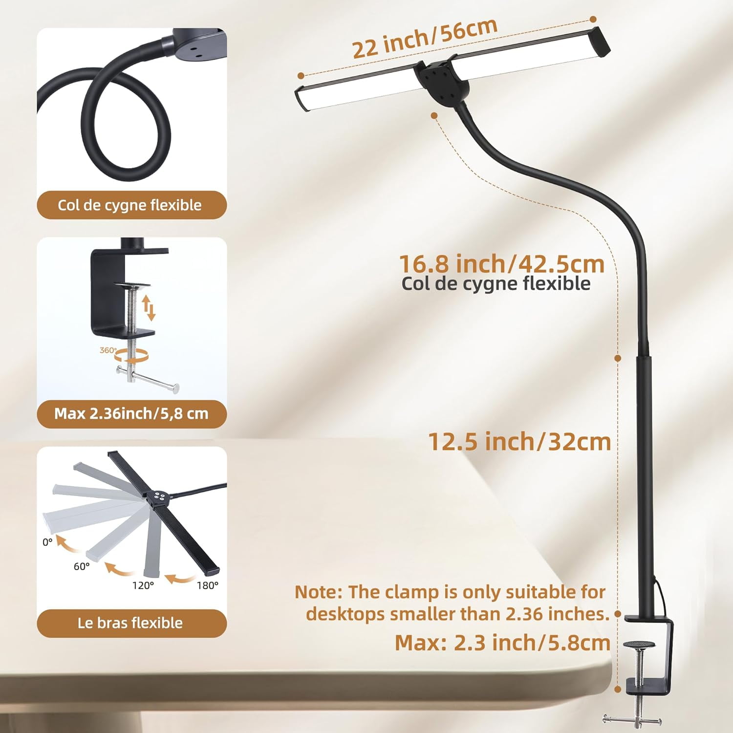 YUYAN-Led Desk Lamp for Home Office, Eye-Care Architect Light with ...