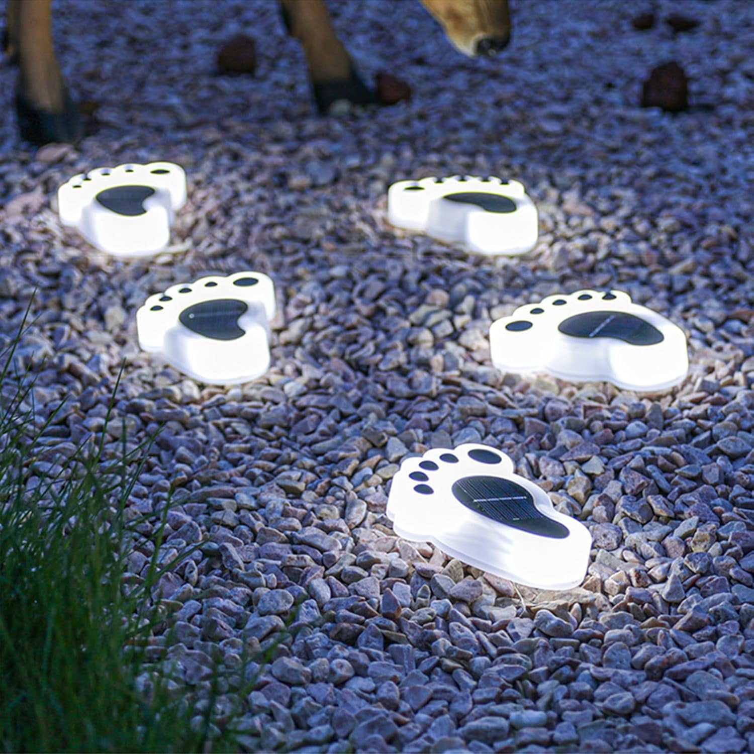 YUYAN-Led Footprint Solar Lights(Cold White), Waterproof Outdoor ...