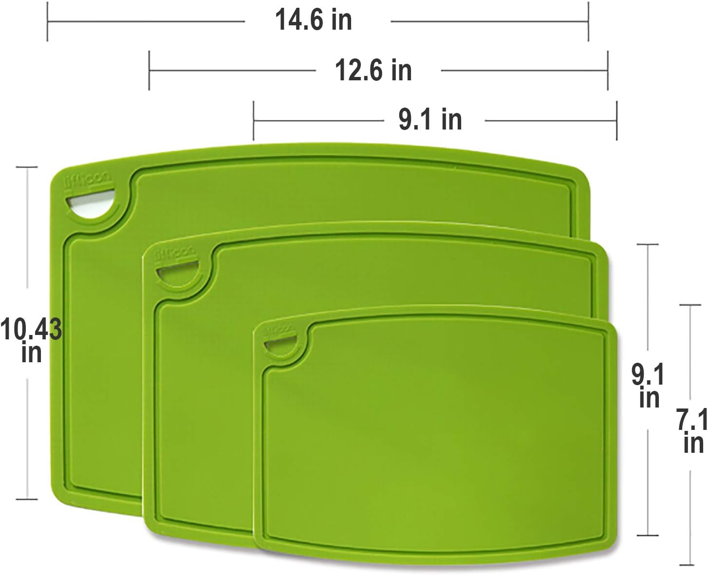 YUYAN-Liflicon Silicone Thick Cutting Boards Mats Set of 3 Foldable ...