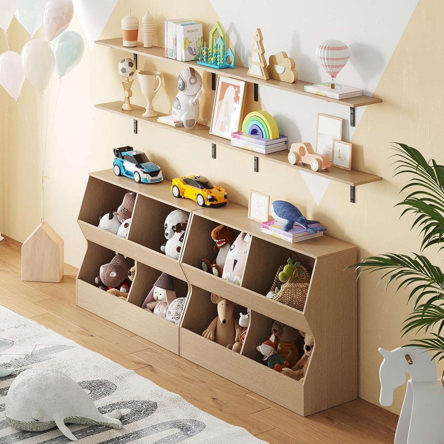 YUYAN-Long Wall Shelves, 31.5 Inch Wall Mounted Shelves Set of 2, Easy ...