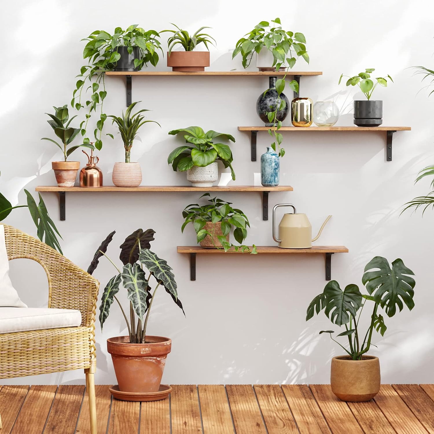 YUYAN-Long Wall Shelves, 31.5 Inch Wall Mounted Shelves Set of 2, Easy ...