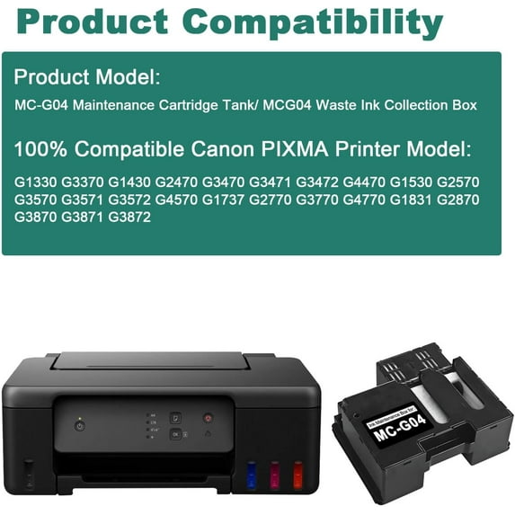 YUYAN-MC-G04 Maintenance Cartridge Box Compatible with Canon PIXMA G1330 G3370 G1430 G2470 G3470 ...