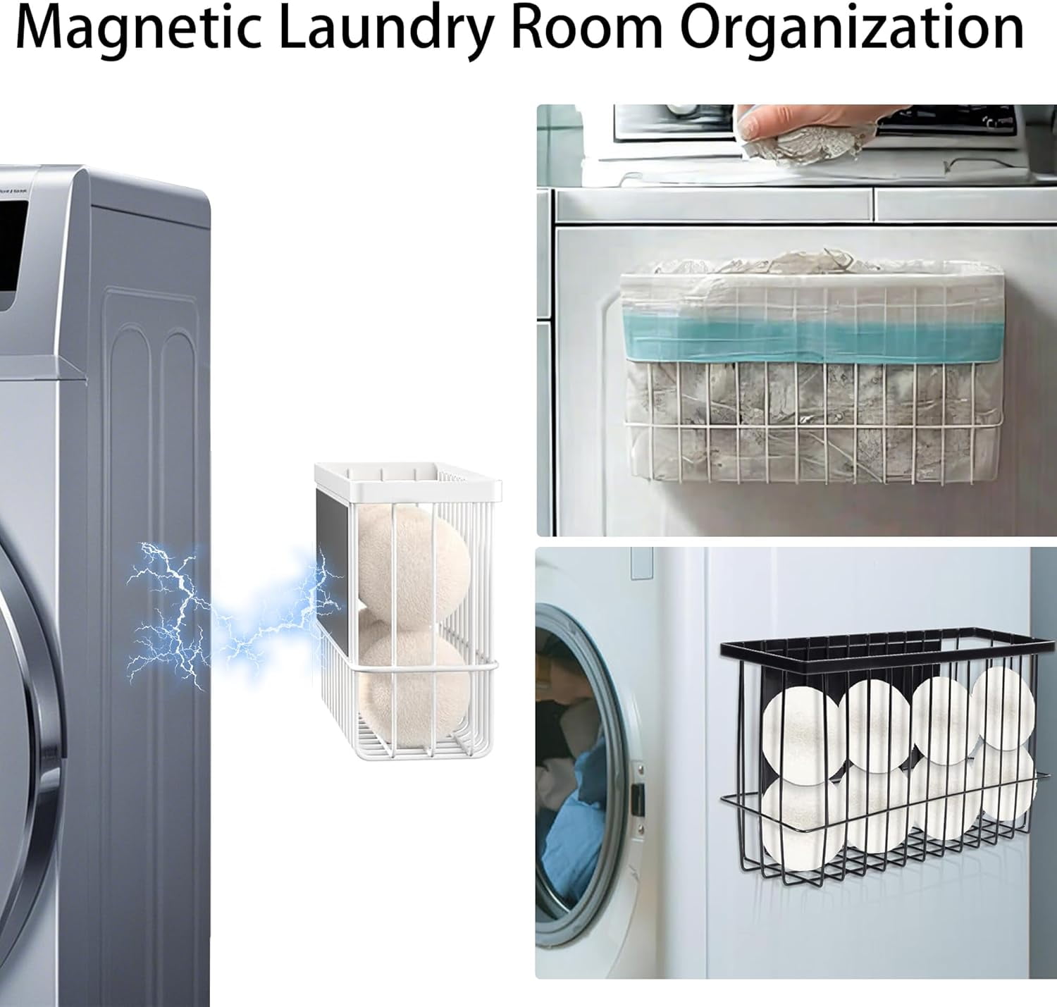 YUYAN-Magnetic Basket Fridge Lint Bin Dryer Ball Holder Laundry Room ...