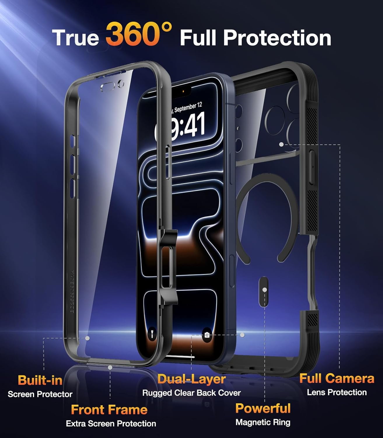 YUYAN-Magnetic Designed for iPhone 17 Pro Case 6.3 Inch Full Body ...