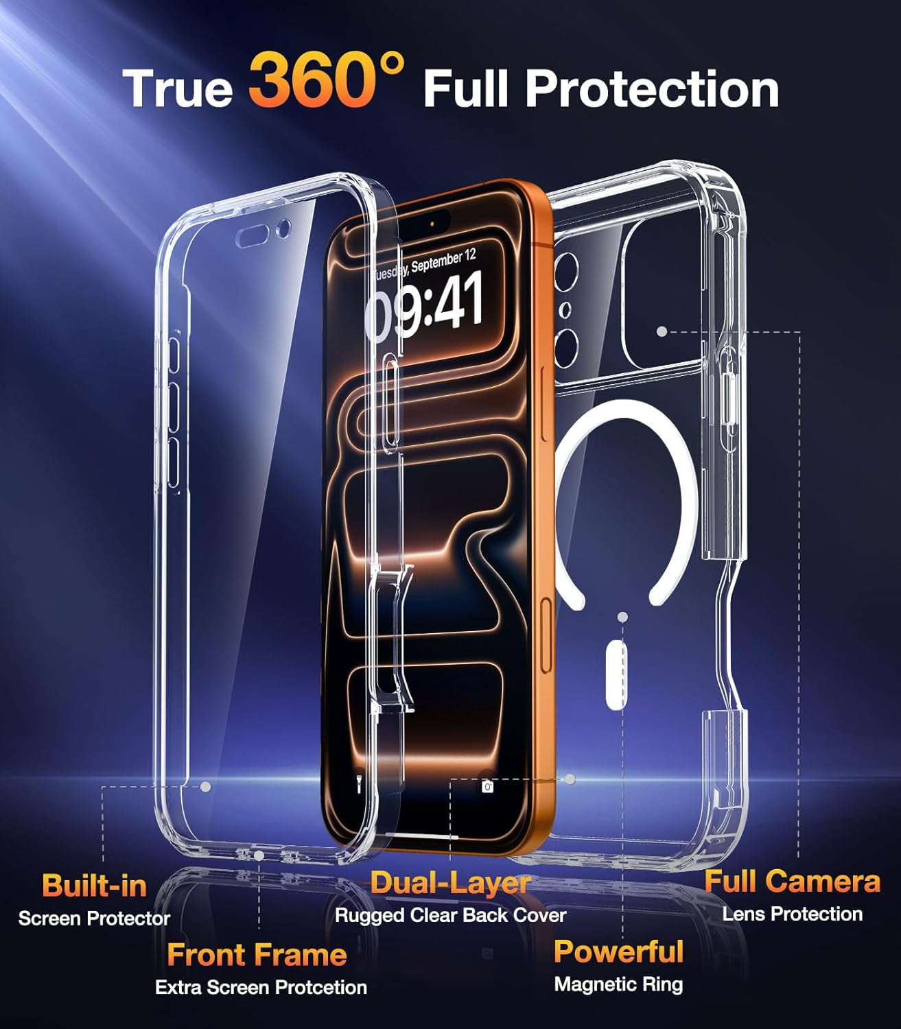 YUYAN-Magnetic Designed for iPhone 17 Pro Case 6.3 Inch Full Body ...