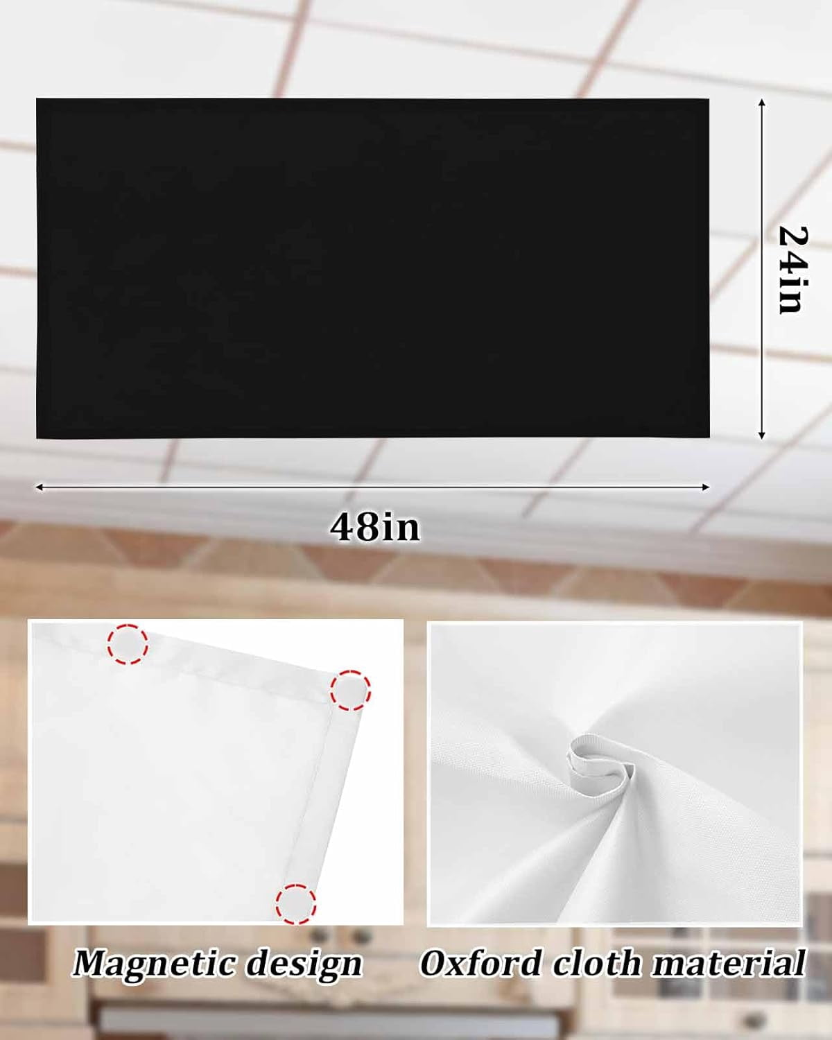 YUYAN-Magnetic Light Cover for Classroom Drop Ceiling,3 Pack 4x2 Ft ...