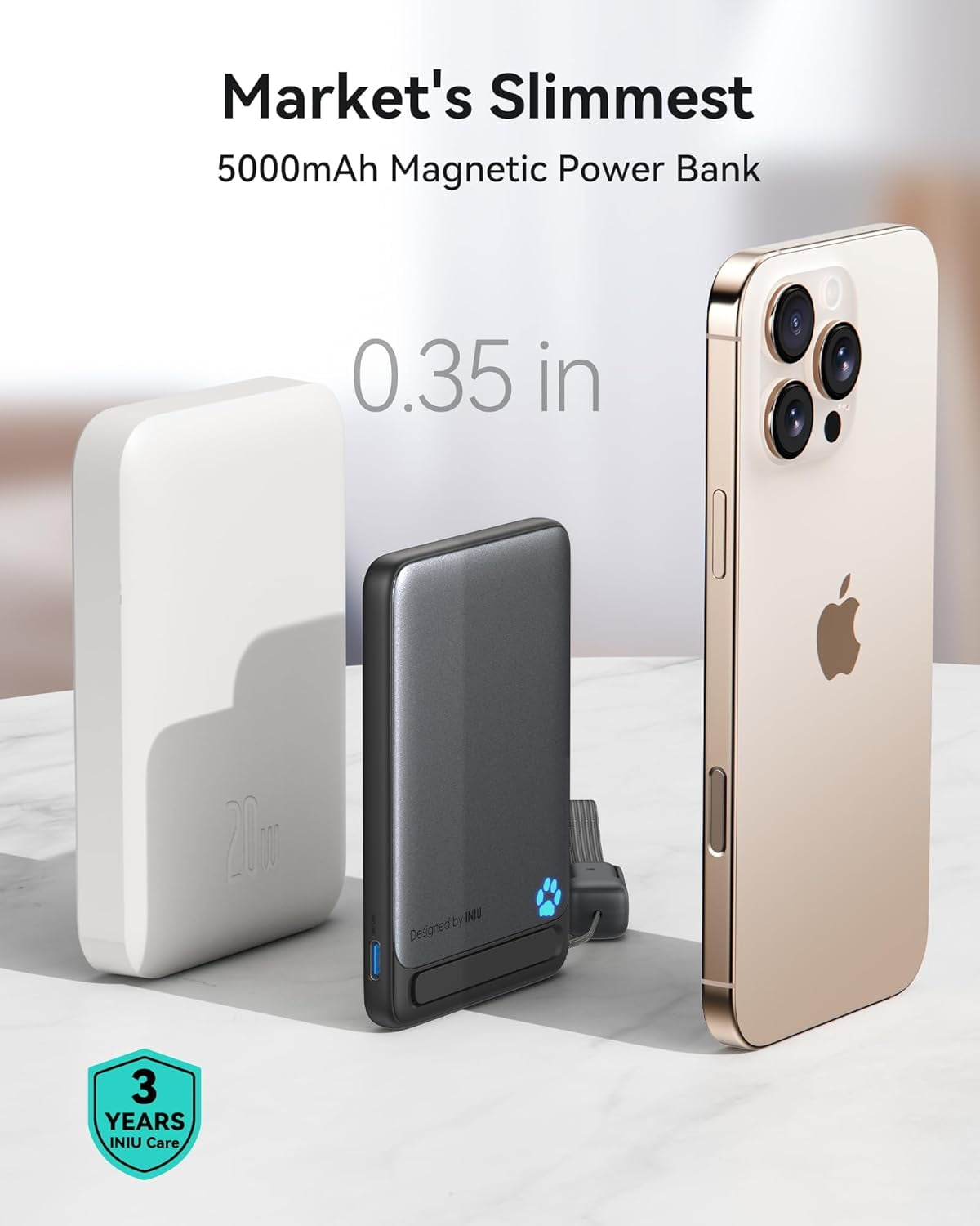 YUYAN-Magnetic Portable Charger, Slim Qi2 Certified 5000mAh 20W ...