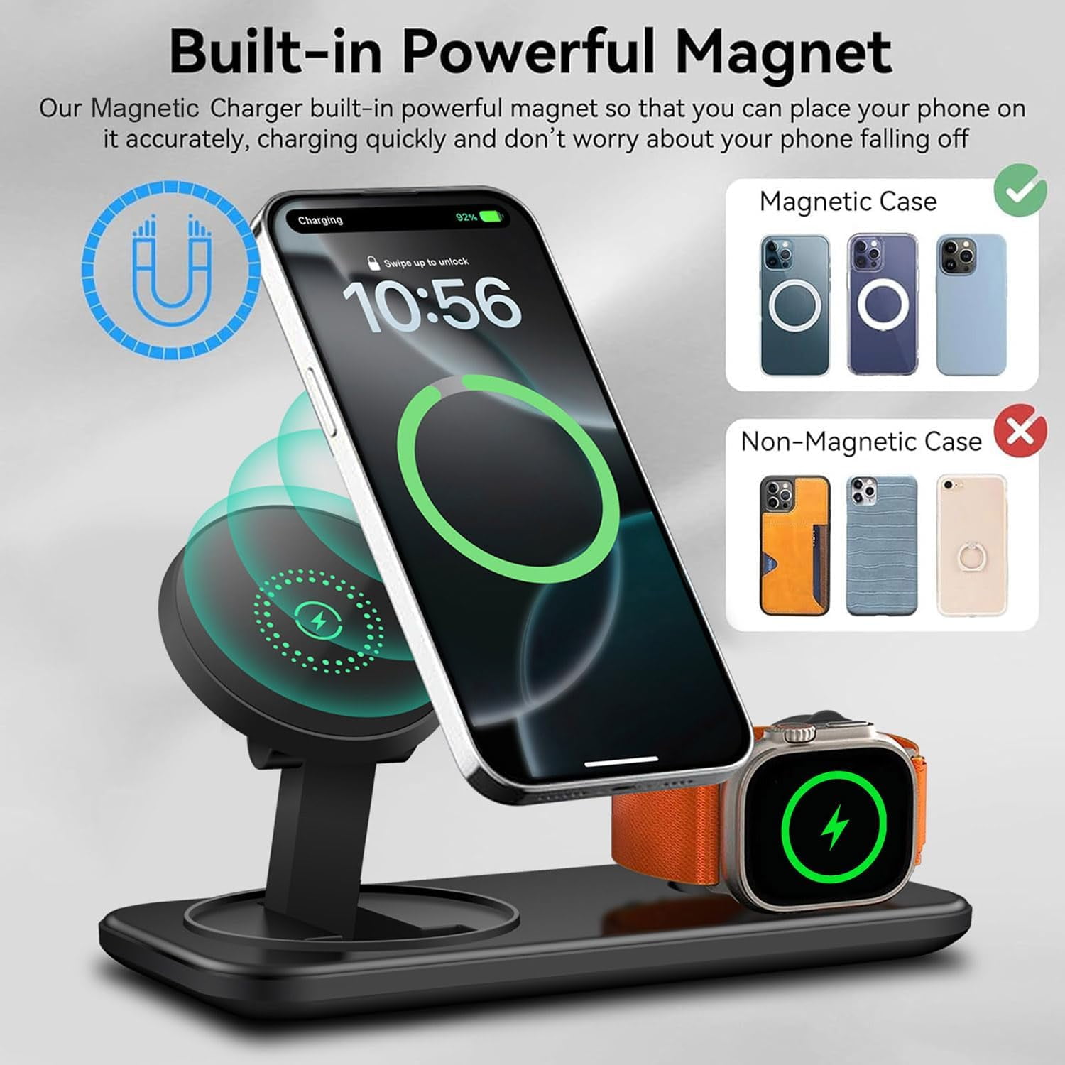 YUYAN-Magnetic Wireless Charging Station for Apple,2 in 1 Foldable ...