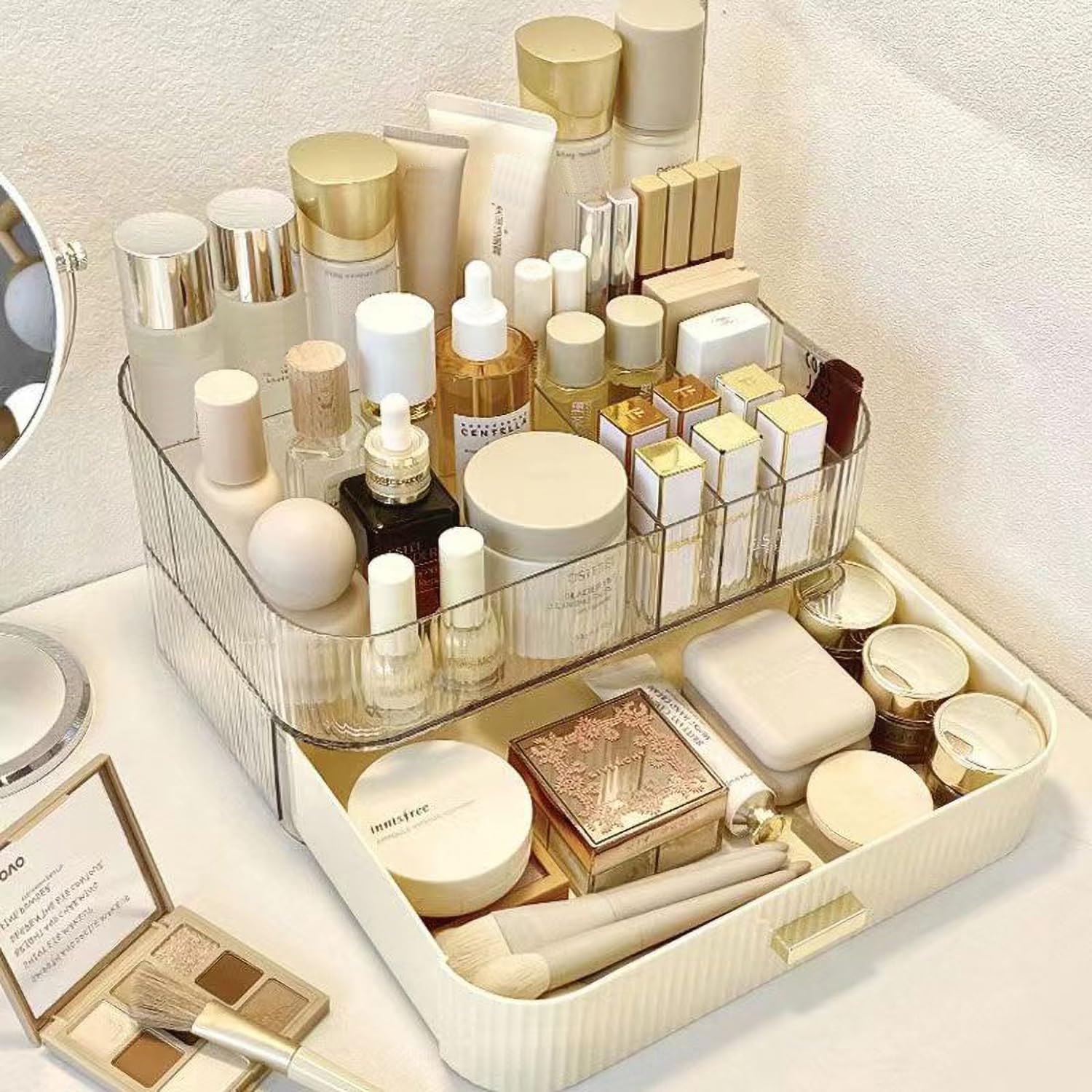 YUYAN-Makeup Organizer with Stackable Drawers, Bathroom Vanity ...
