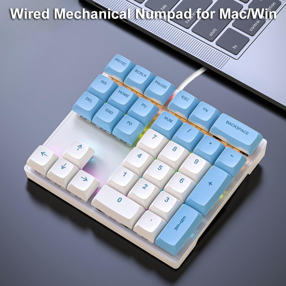 YUYAN-Mechanical Numpad Rainbow Backlit Smooth Red Switches Wired USB ...