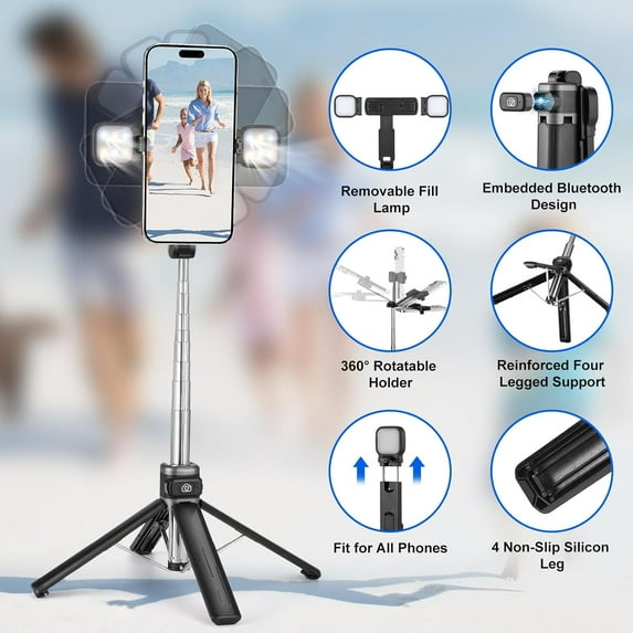 YUYAN-Mini iPhone Tripod Stand & Selfie Stick with Wireless Remote ...