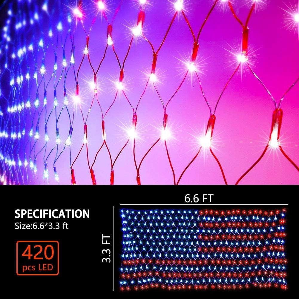 YUYAN-(New) American Flag Lights, 420 LED USA Flag Net Lights, Outdoor ...