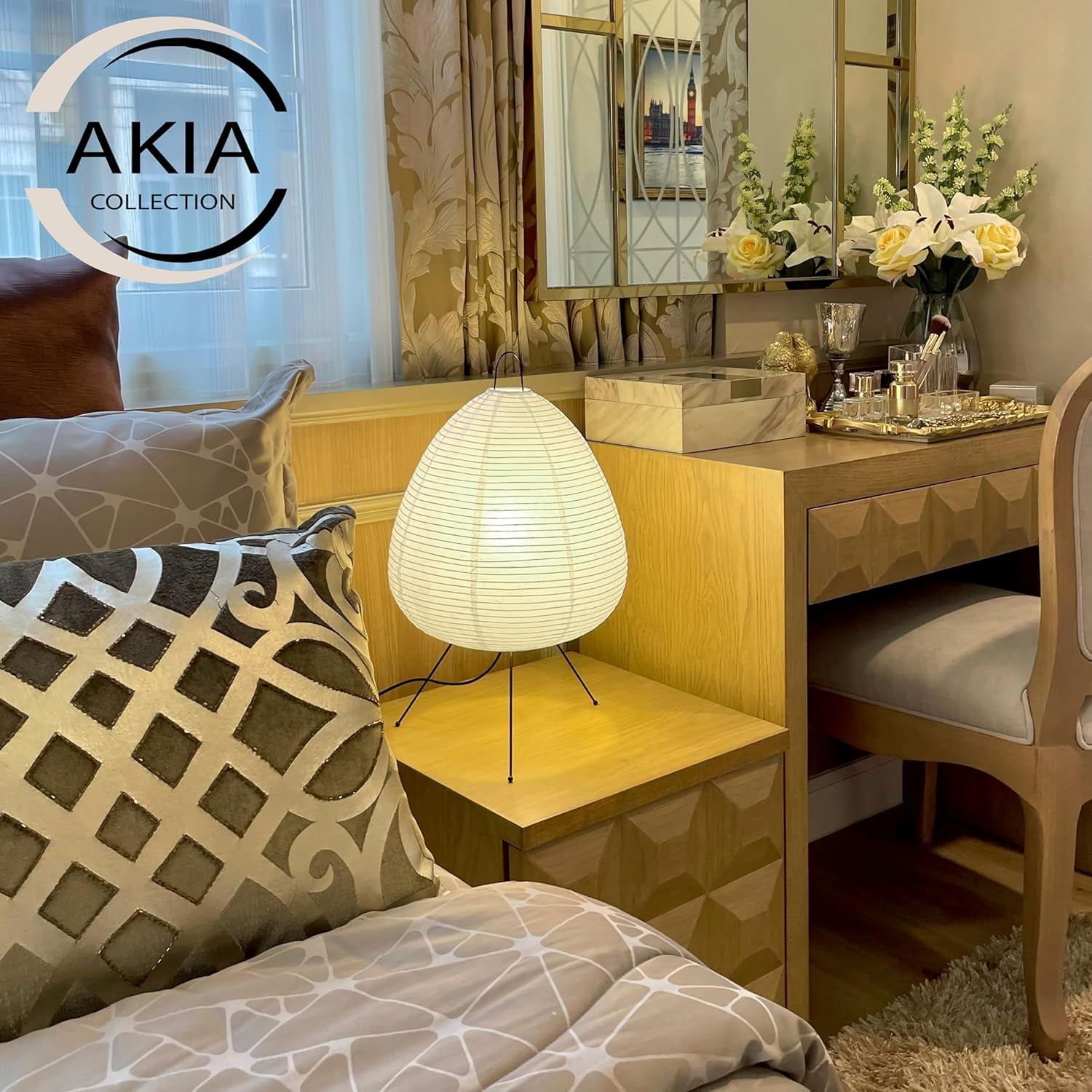 YUYAN-Noguchi Akari Rice Paper Lantern Lamp - Dimmable Japanese Table ...