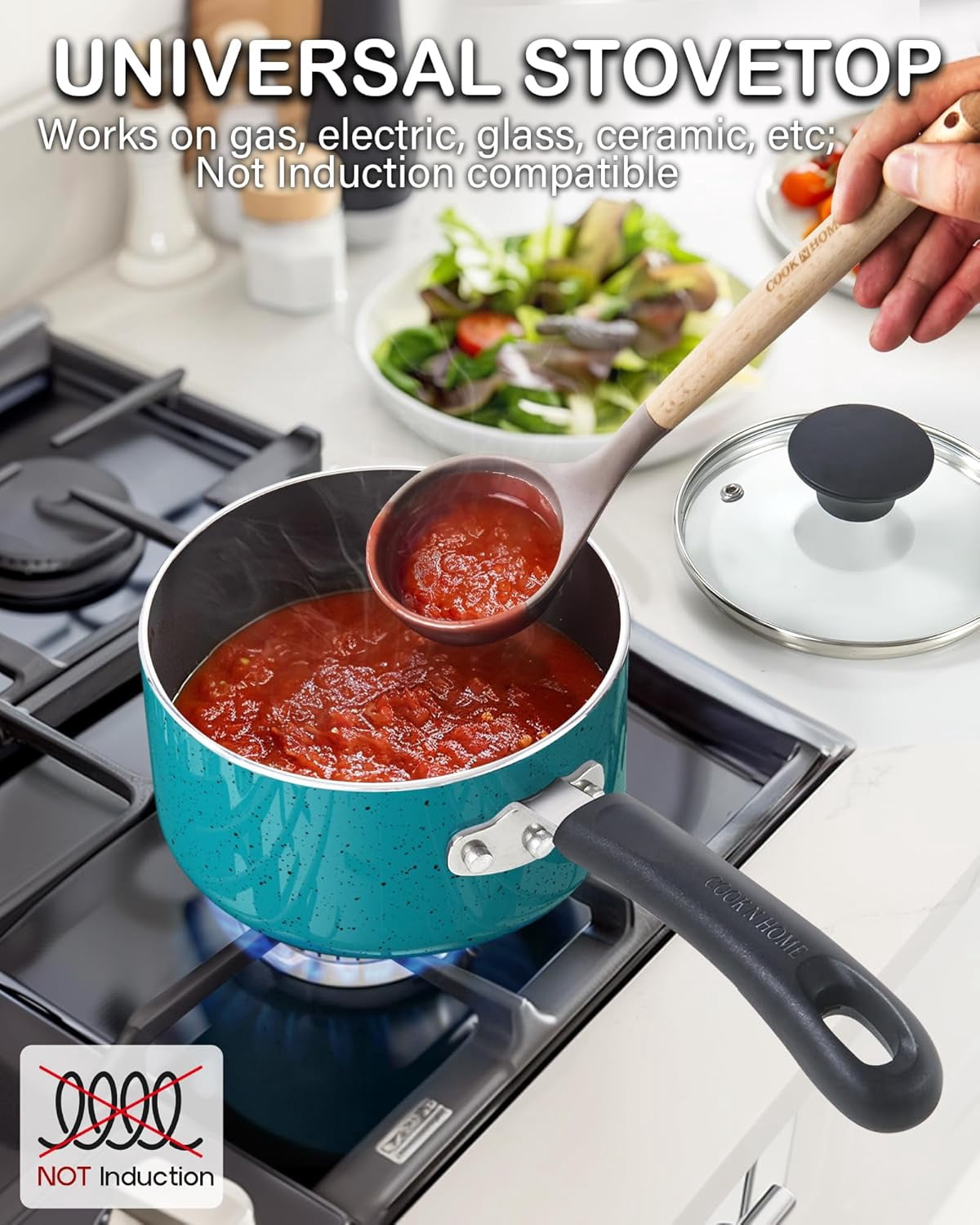 YUYAN-Non Stick Sauce Pan, 2 Quarts Saucepan with Glass Lid, Nonstick ...