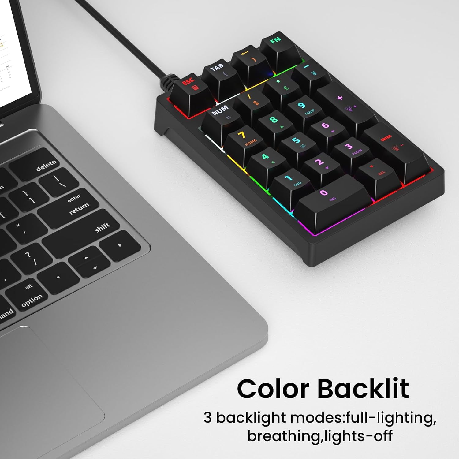 YUYAN-Number Pad, Mechanical USB Wired Numeric Keypad with Color ...
