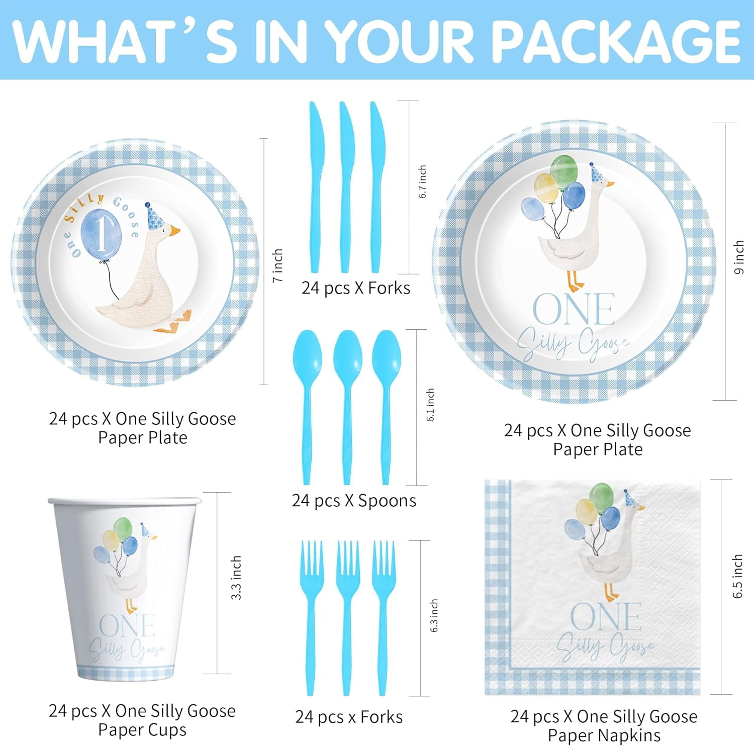 YUYAN-One Silly Goose First Birthday Plates and Napkins Party ...