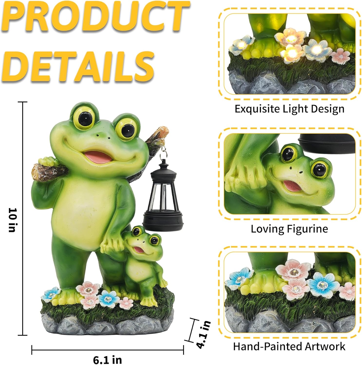 YUYAN-Outdoor Frog Garden Decor: 10'' Yard Decoration with LED Lantern ...