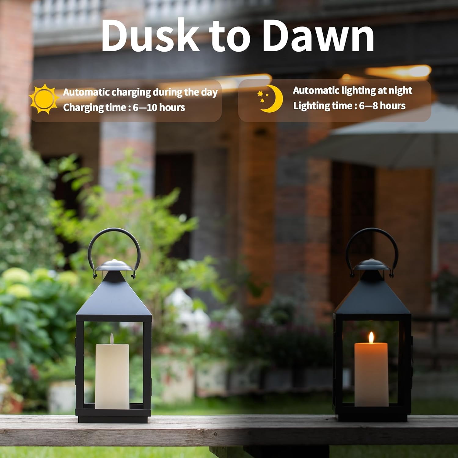 YUYAN-Outdoor Solar Powered Candles, 3" x 6" Ivory White Flickering ...