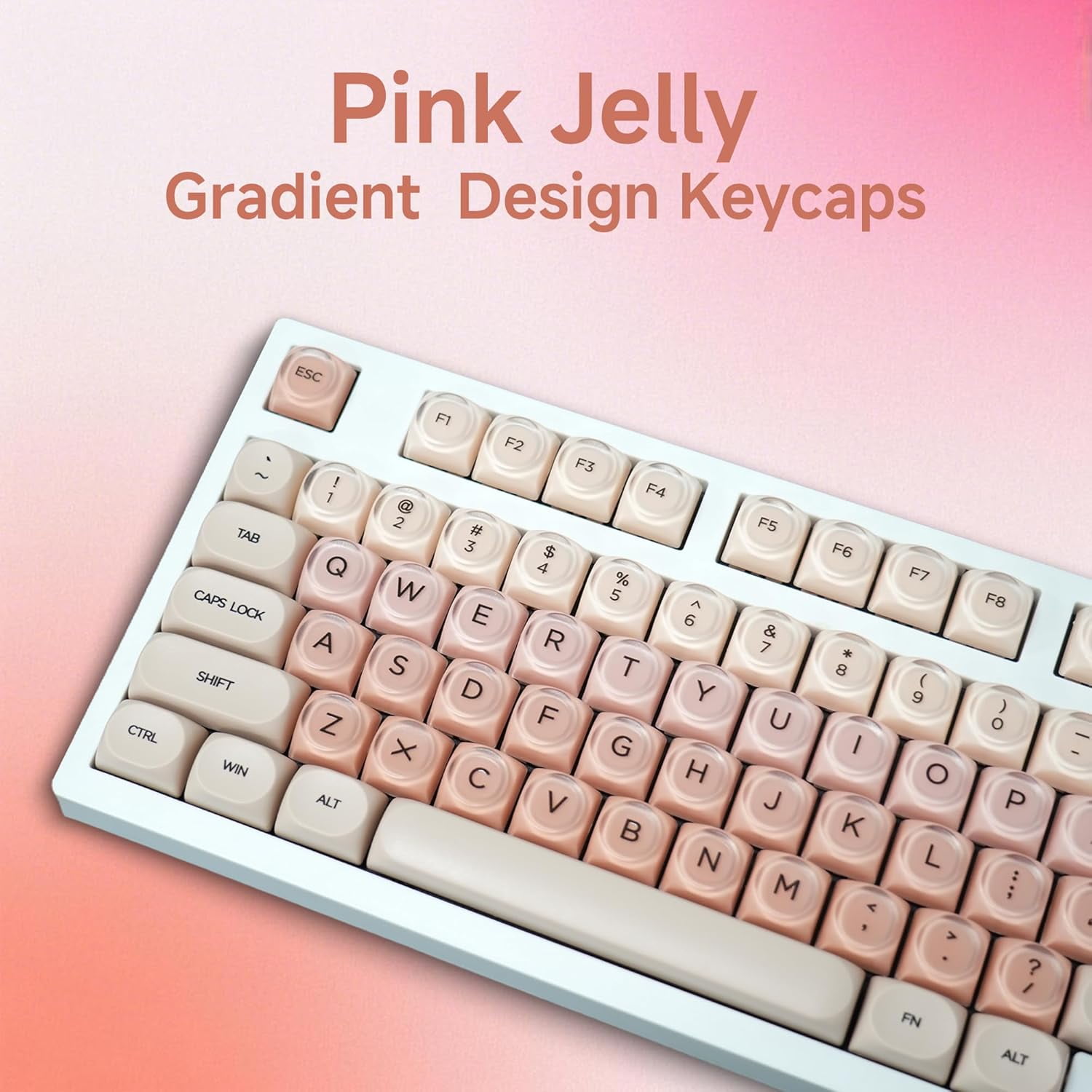 YUYAN-PBT Keycaps,Crystal Jelly HOA Profile Key Caps (Pink Gradient ...