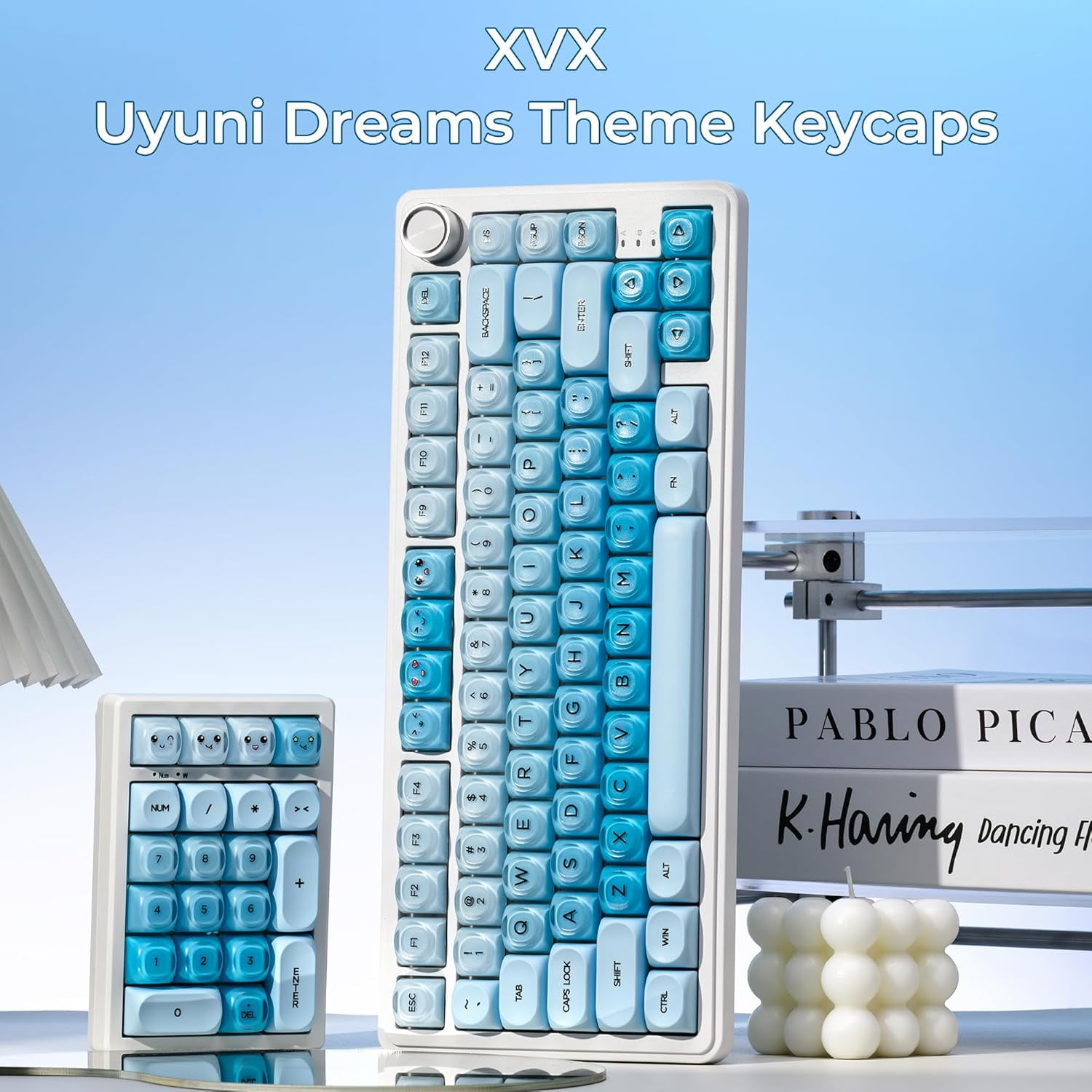YUYAN-PBT Keycaps, XVX Blue Jelly HOA Profile Key Cap, 132-Key Cute ...