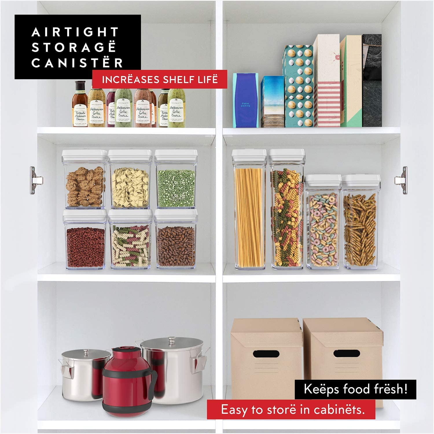 YUYAN-Pasta Storage Containers for Pantry - Set of 2 White Airtight ...