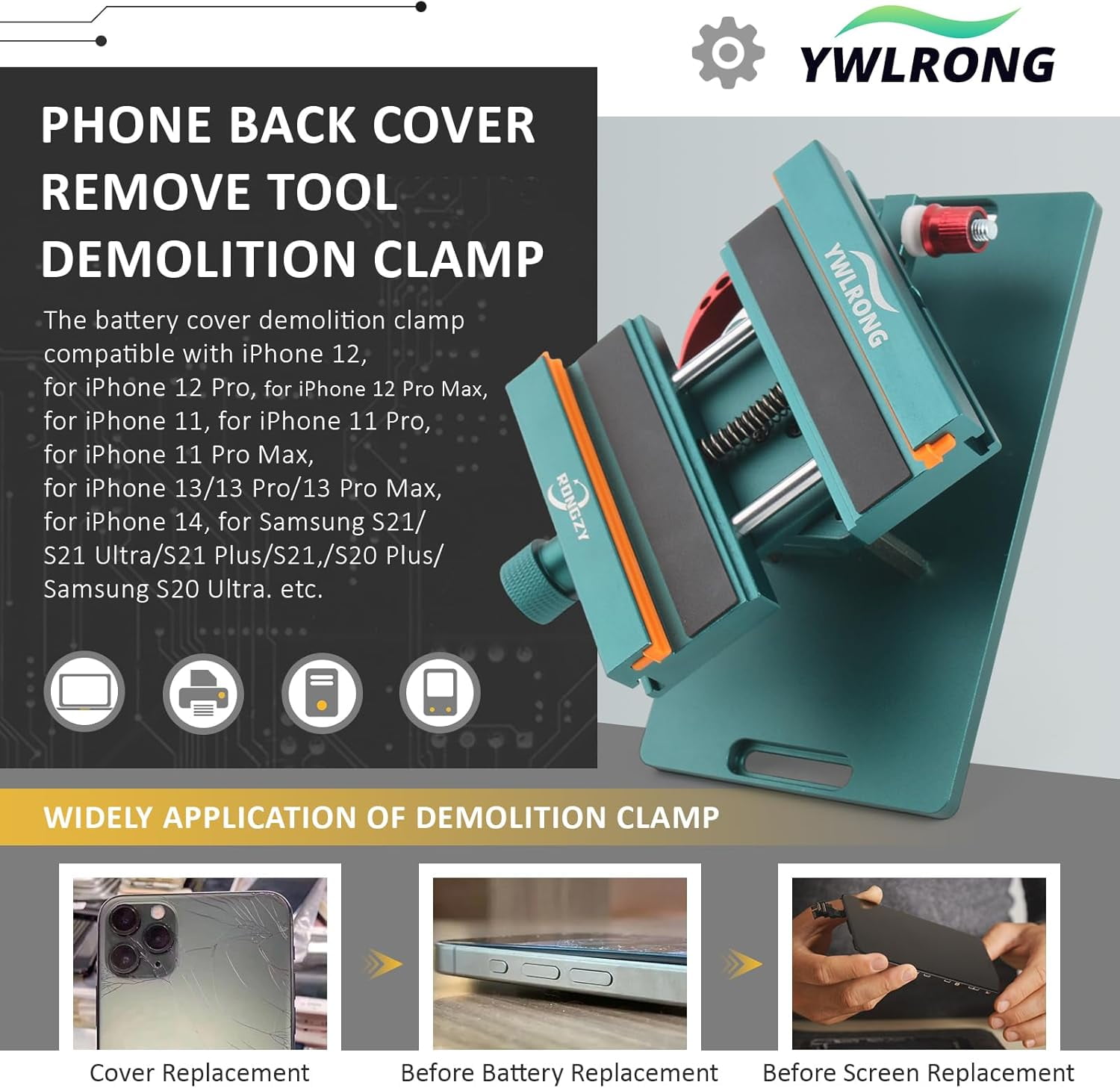 YUYAN-Phone Back Cover Glass Demolition Clamp for iPhone 11 11 Pro 11 ...