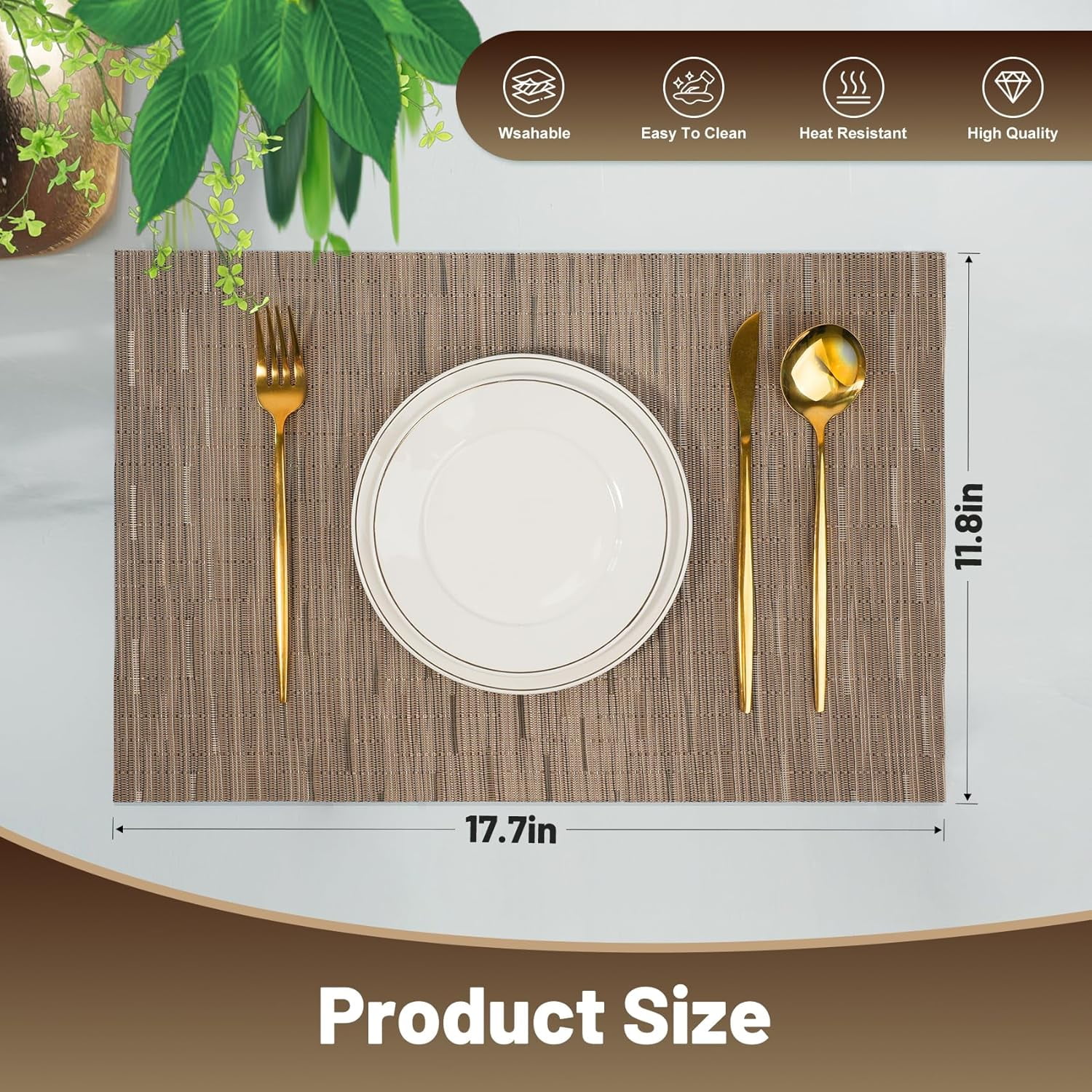 YUYAN-Placemats Set of 8Non-Slip PVC Weave Table Mats Easy to CleanHeat ...