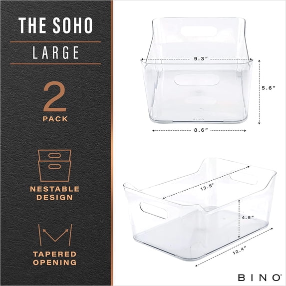 YUYAN-| Plastic Storage Bins, Large - 2 Pack, Clear | THE SOHO ...