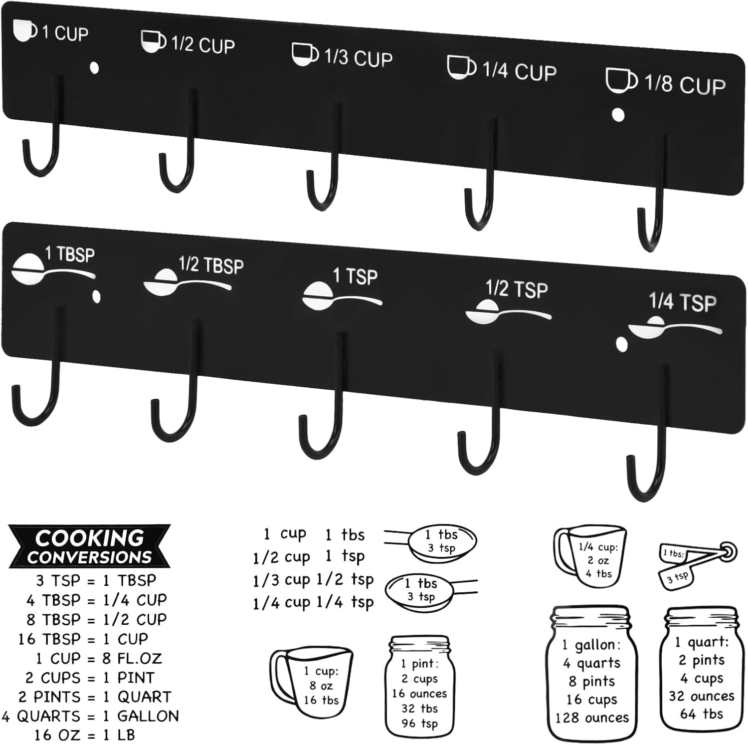 YUYAN-Premium Measuring Cups and Spoons Hanging Rack with stick ...