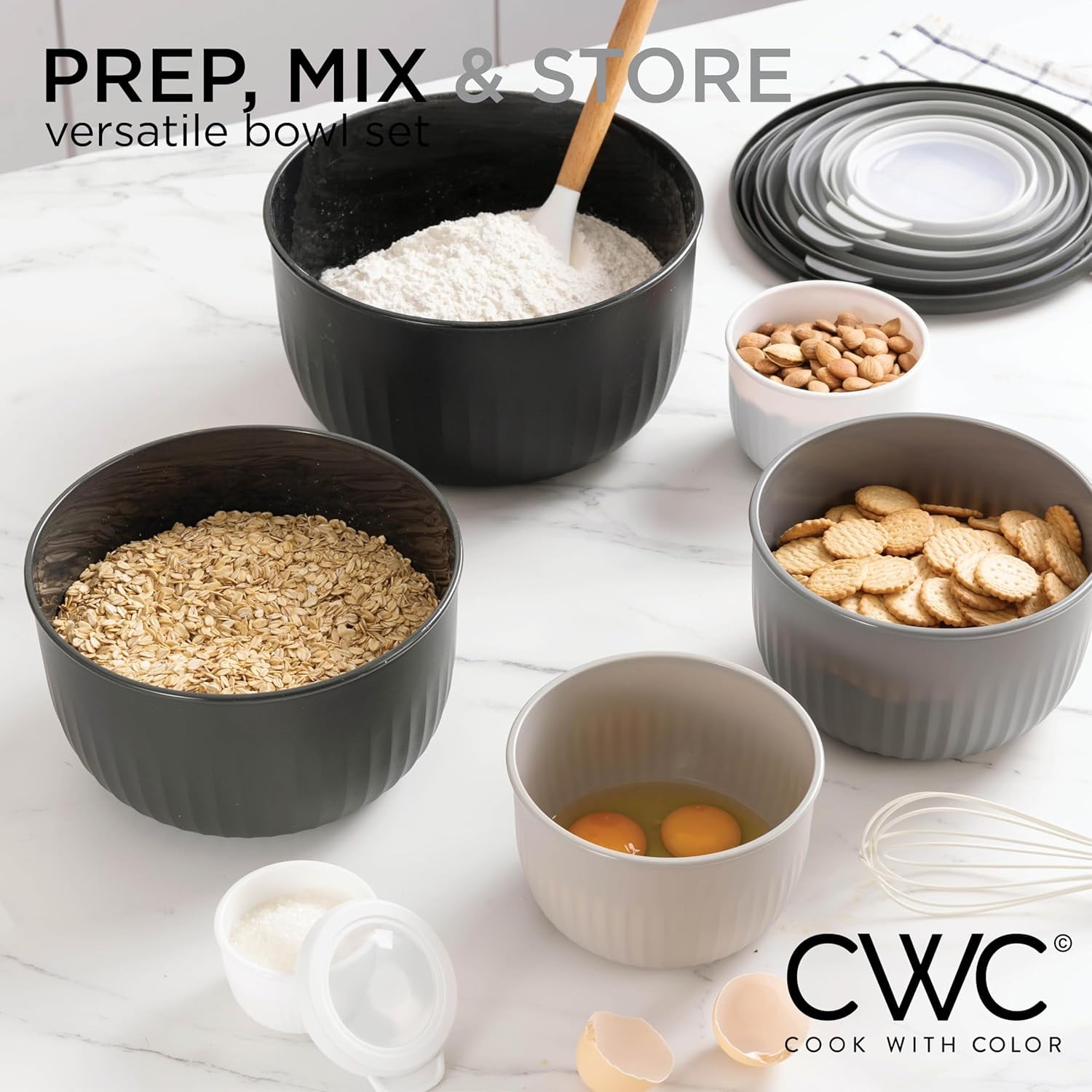 YUYAN-Prep Bowls with Lids- Wide and Deep Nesting Plastic Small Mixing ...