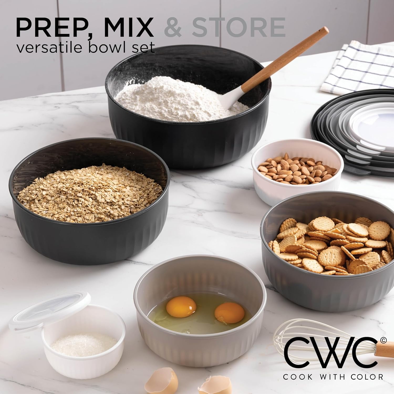 YUYAN-Prep Bowls with Lids- Wide and Deep Nesting Plastic Small Mixing ...